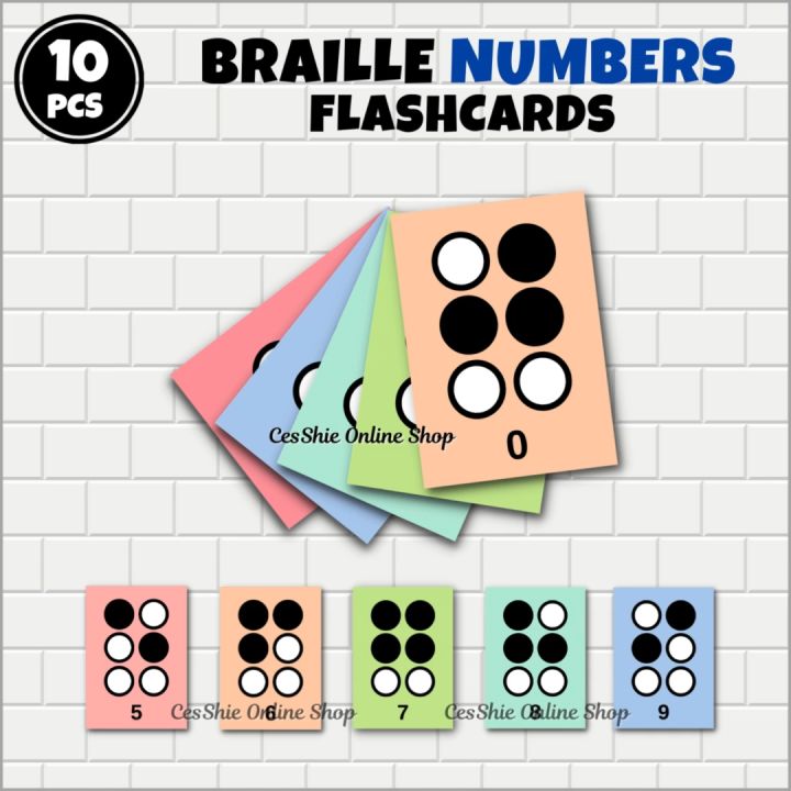 (NOT EMBOSSED) BRAILLE NUMBERS FLASHCARDS | LAMINATED BRAILLE NUMBERS ...