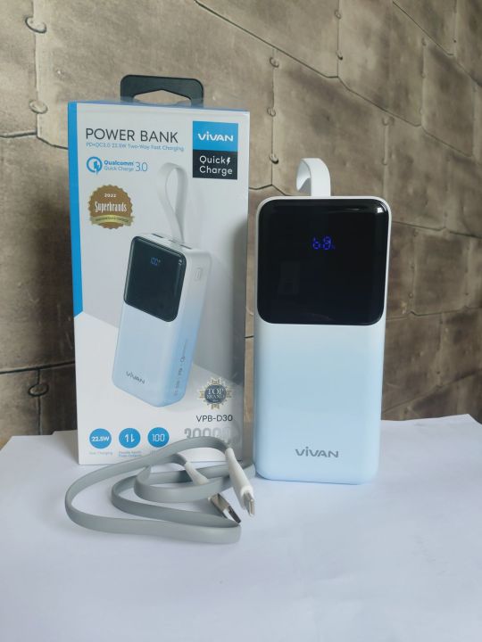 VIVAN VPB-D30 Power Bank 30000mAh PD+QC3.0 22.5W Two-Way Fast Charging ...