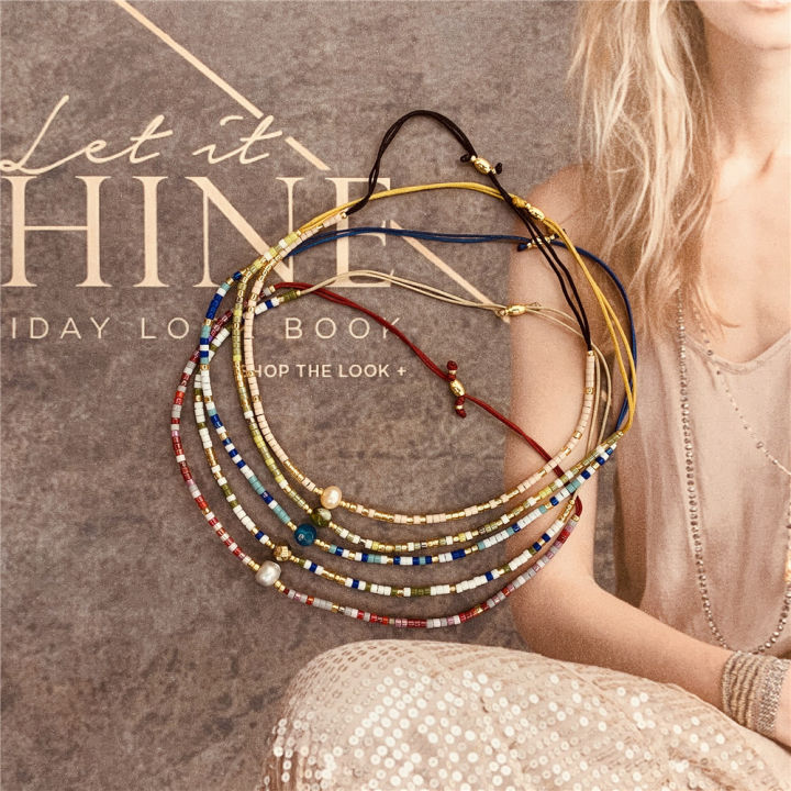 สร้อยข้อมือลูกปัดหินธรรมชาติตัด Go2Boho สำหรับผู้หญิงสร้อยข้อมือเล็กๆ Miyuki ลูกปัดสตริงง่าย ...