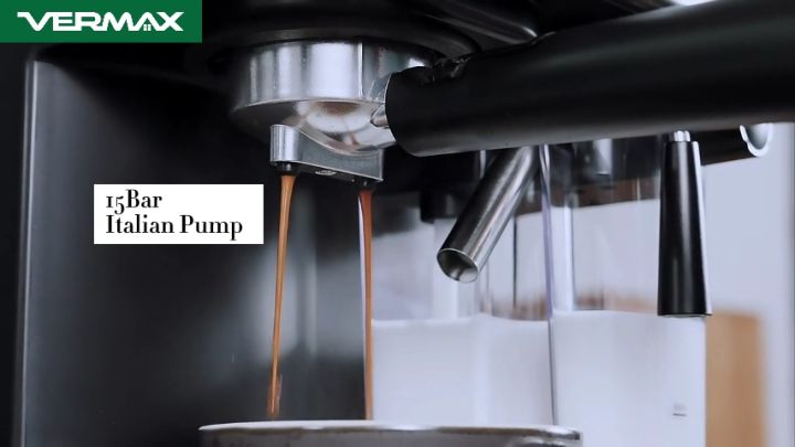 Vermax Coffee machine 1050W / temperature display & milk frother 15 Bar ...