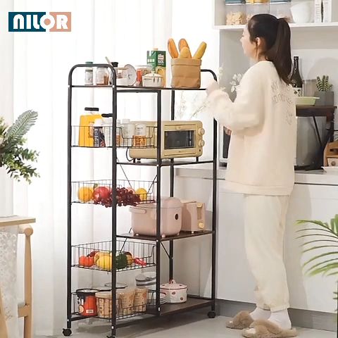 4/5 Tier Multipurpose Storage Rack Trolley Rack Kitchen Rack with ...