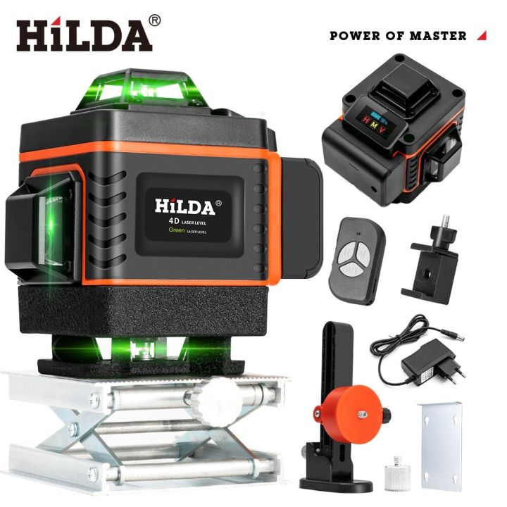 HILDA 16/12Lines 4D Laser Level Green Line SelfLeveling 360 Horizontal ...