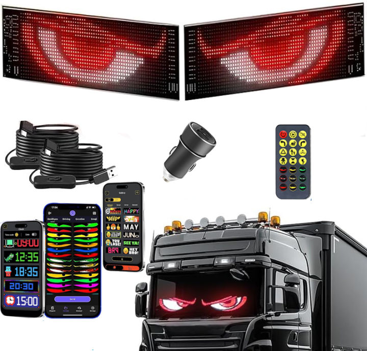 Eye-Catching Programmable LED Car Sign - RGB Animation, Wireless Remote ...