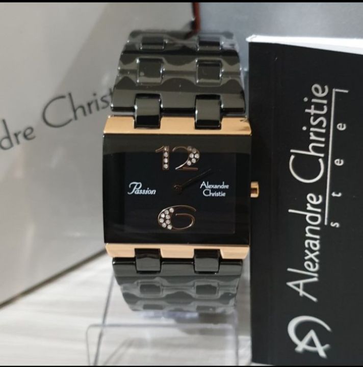 jam tangan wanita Alexandre Christie original keramik hitam | Lazada ...