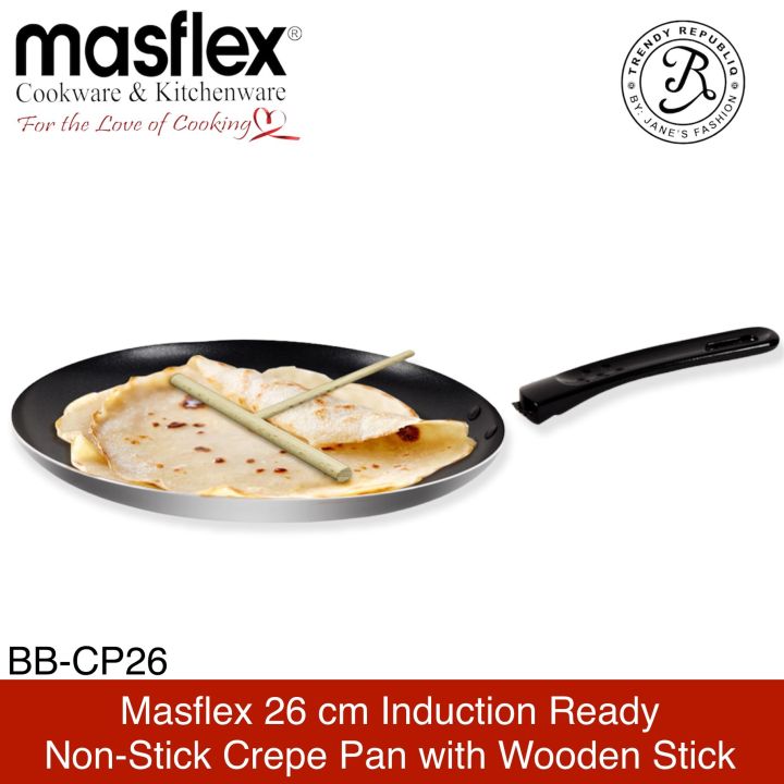 Masflex 26 cm Induction Non Stick Crepe Pan with Wooden Stick | Lazada PH