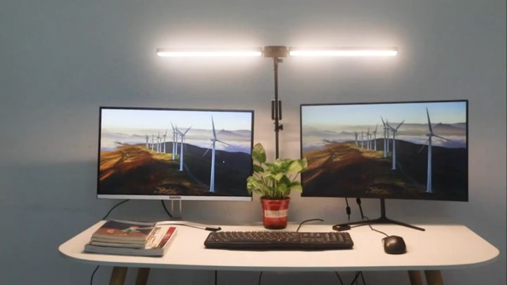24W LED Folding Metal Desk Lamp Clip On Light Clamp Long Arm Dimming ...