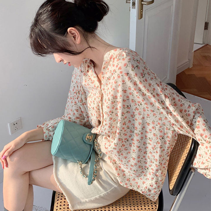 Yoohui Xf002 Blouse Bunga Kemeja Sifon Prancis Blouse Kemeja Bunga ...