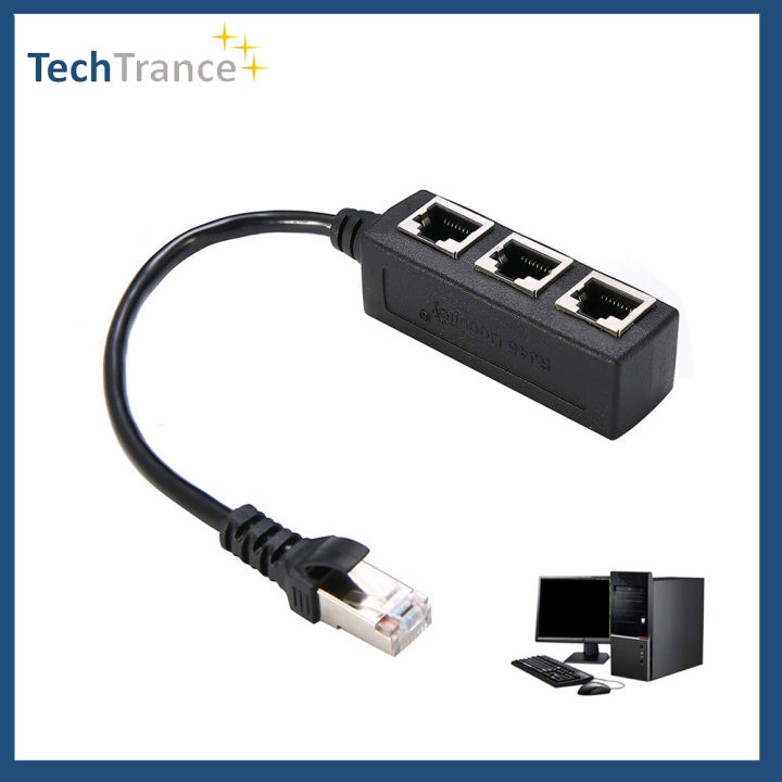 TechTrance RJ45 LAN to 3 RJ45 LAN Splitter Network Adapter Cable ...