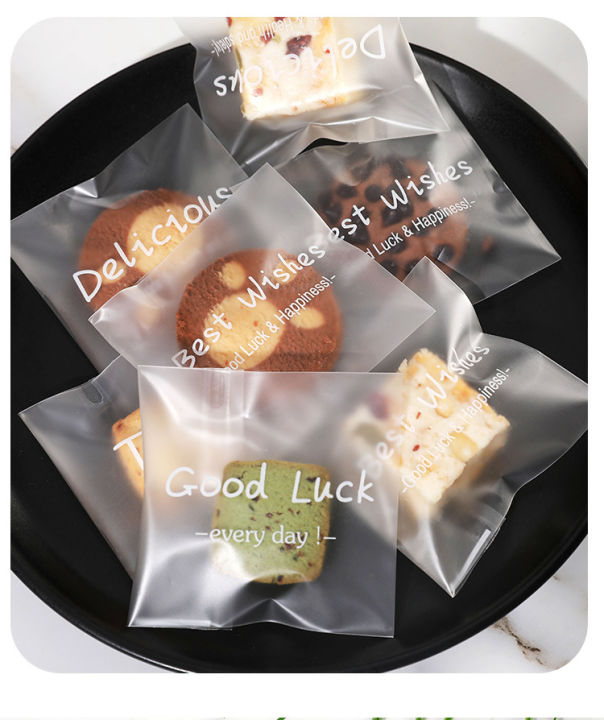 100pcs Thank You Matt Design Self Adhesive Plastic Bag Bakery Plastics ...