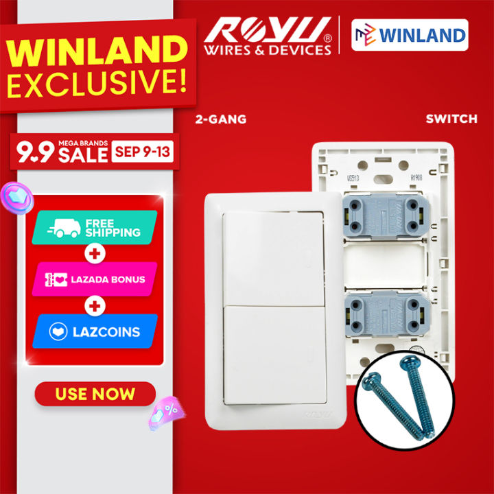 Royu by Winland Super Wide Series 2-Gang Switch Set Electrical Wiring ...