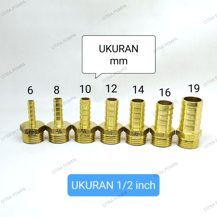 NIPPLE SELANG DRAT 1/2 ' KUNINGAN / MALE HOSE NIPPLE KUNINGAN / NEPEL ...