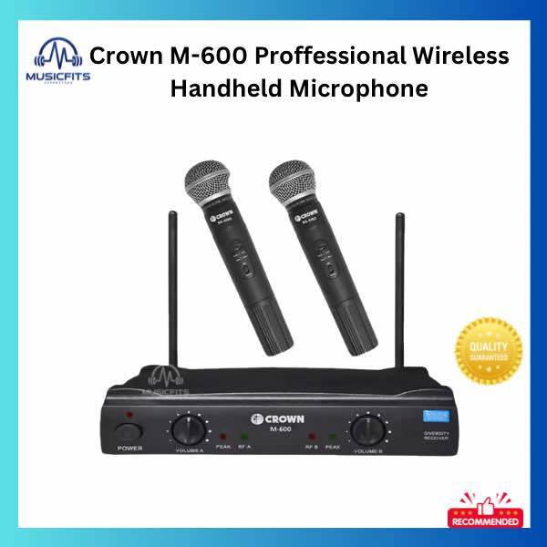 Original Crown M-600 Wireless Microphone Dual Handheld Microphone ...