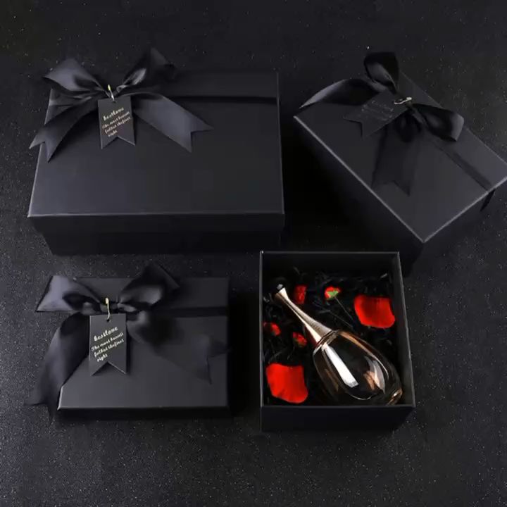 Black/Hard Gift Box with Ribbon (1 piece and fillers NOT included)For ...