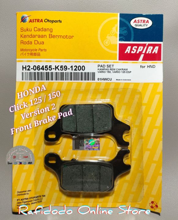 ASPIRA Brake Pad for HONDA Click 125 / 150 Version 2 ( Front ) | Lazada PH