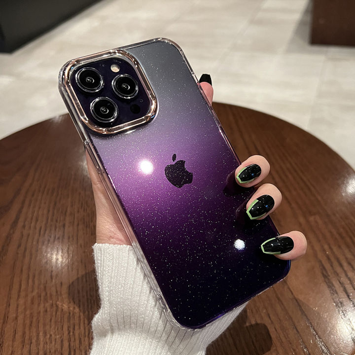 CrashStar Glitter Gradient Transparent Hard Anti-fall Phone Case For ...