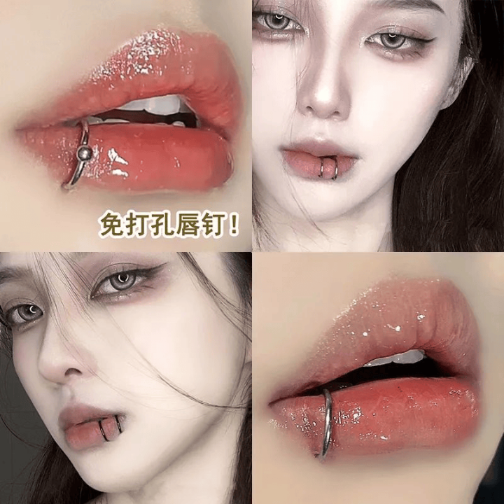 No-Drill Titanium Steel Lip Ring Clamp on Fake Lip Studs Piercing Free ...