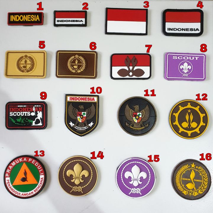 PATCH RUBBER LOGO PRAMUKA/SCOUT/WOSM/RESCUE/TEMPELAN EMBLEM KARET ...