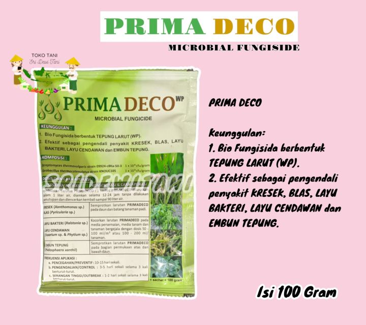 FUNGISIDA PRIMA DECO 100 GRAM PENCEGAH HAMA PENYAKIT BLAS DAUN KRITING SEMUA TANAMAN | Lazada ...