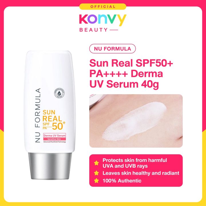 Nu Formula Sun Real SPF 50+ PA++++ Derma UV Serum 40g (Lightweight, Natural and Dewy Finish ...