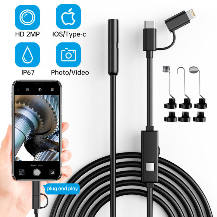 Type C / IOS 2 in 1 Connector Endoscope Camera for Pipeline Inspection ...
