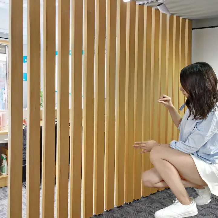Aluminum Alloy Square Tube Partition Living Room Office Wooden Texture ...