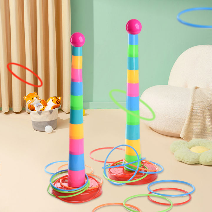 10 layers Children Throw Circle Game Ferrule Stacked Toys Fun Indoor Outdoor Parent-Child ...