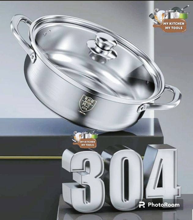 SUS304 Stainless Steel Soup pot 28cm, 30cm, 32cm with brown tea colour ...