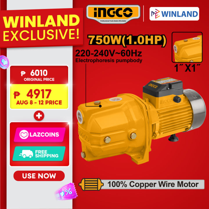 Ingco by Winland Water Pump | Jet Pump 750W 1HP JP07508-5 ING-PT ...