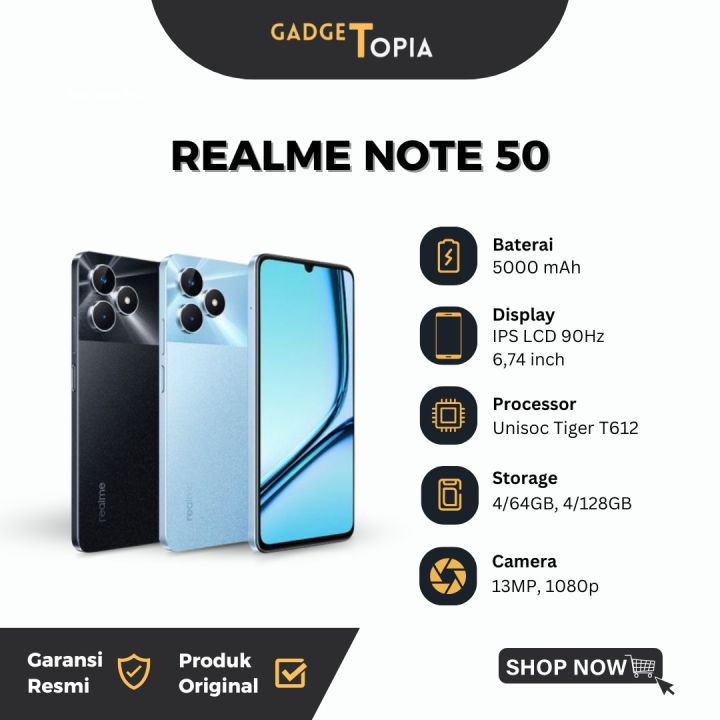 Realme Note 50 4/64GB | 4/128GB Garansi Resmi non bundle - Hitam, Biru ...
