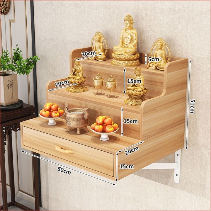 Solid Wood Buddha Niche Wall-Mounted Altar For Home Altar Buddha Shrine ...