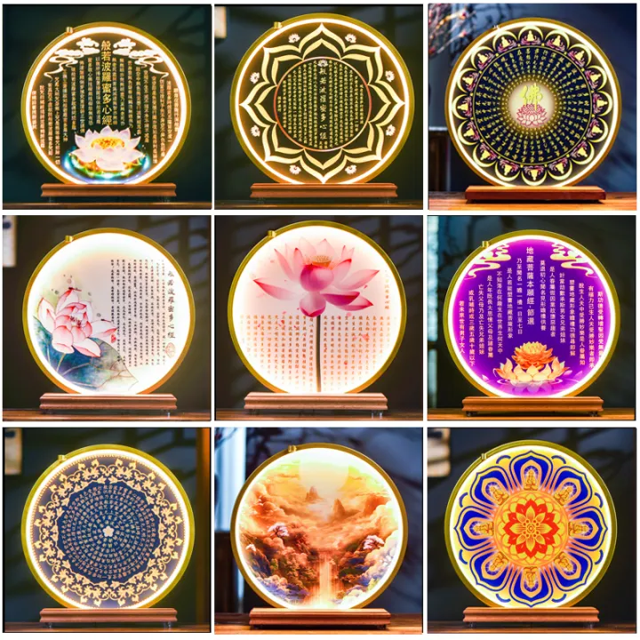 Buddha Image Backlight Lamp Zen Decorations Circular Background Light ...