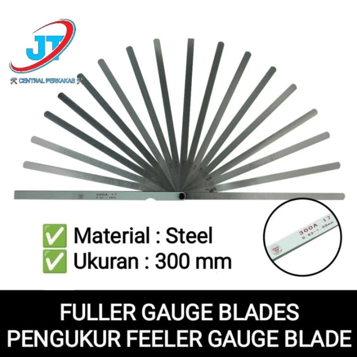Feeler Gauge 300A 300mm x 13mm x 17 Blades Alat Pengukur Celah Feeler ...