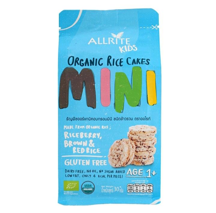 ออไรท์ ข้าวธัญพืชอบกรอบมินิ ไร้กลูเตน Allrite Kids Mini Organic Rice ...