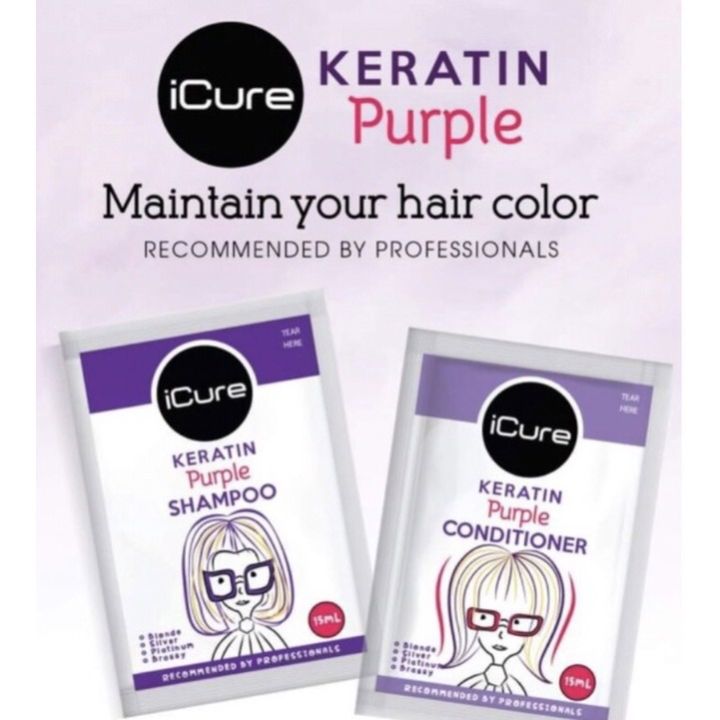 iCure Purple Shampoo / Conditioner 20mL Sachet | Lazada PH