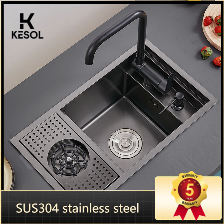 KESOL 304 stainless steel bar invisible small sink single trough cover ...