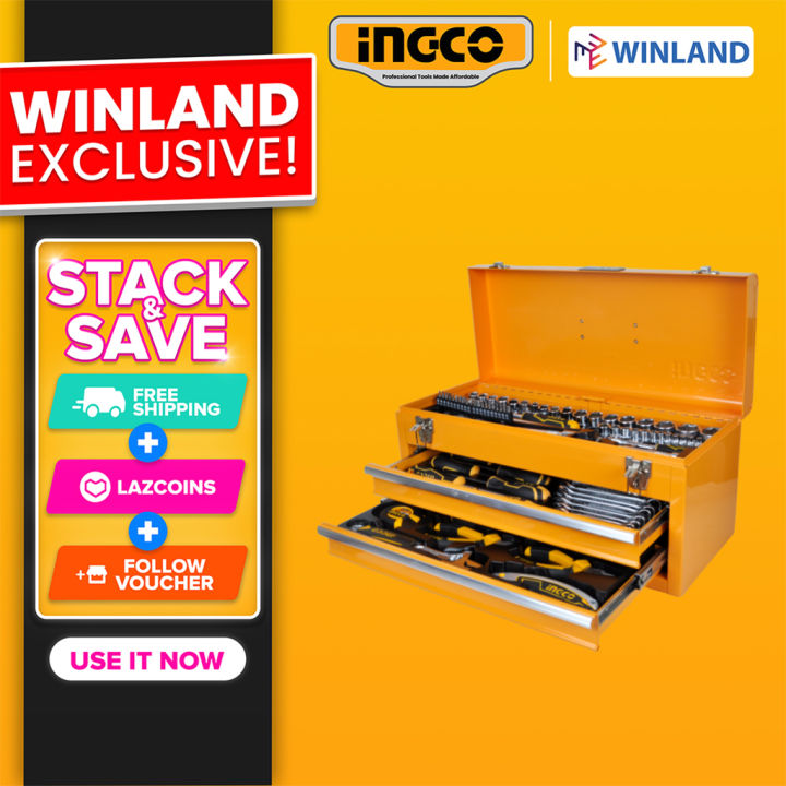 Ingco by Winland 97pcs Industrial Hand Tool Chest Set HTCS220971 ING-HT ...