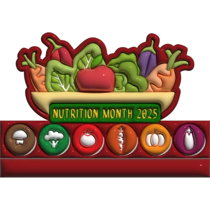 Pre-Cut 3D Nutrition Month Head Cap – Laminated, Glossy Finish, Ready ...