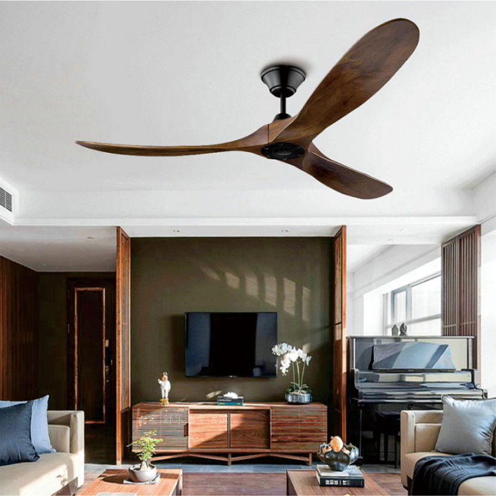 CHNT 60 Inch Ceiling Fan With Remote Control 3 Wood Fan Blades Ceiling ...