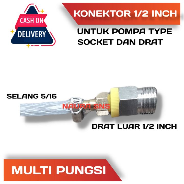 Konektor Pompa Dc 12v ke Drat Luar 1/2 inch / Converter Drat 18mm untuk ...