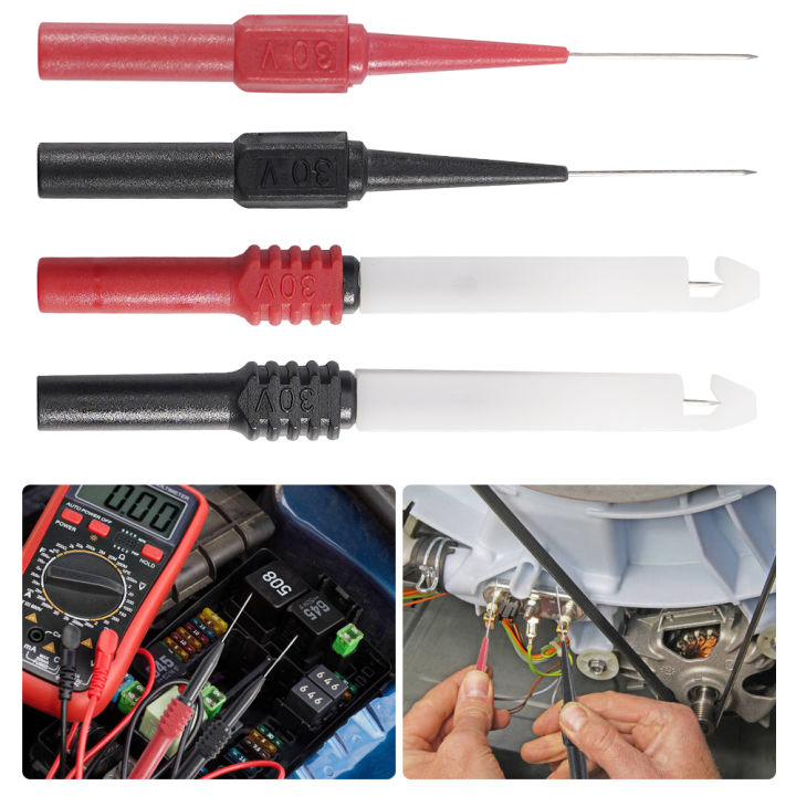 30V Car Multimeter Test Tip Probes Extention Back Insulation Wire ...