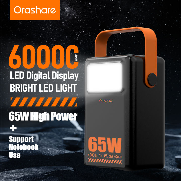 Orashare OL60A Pro 60000mAh Power Bank 65W Super Fast Charging ...