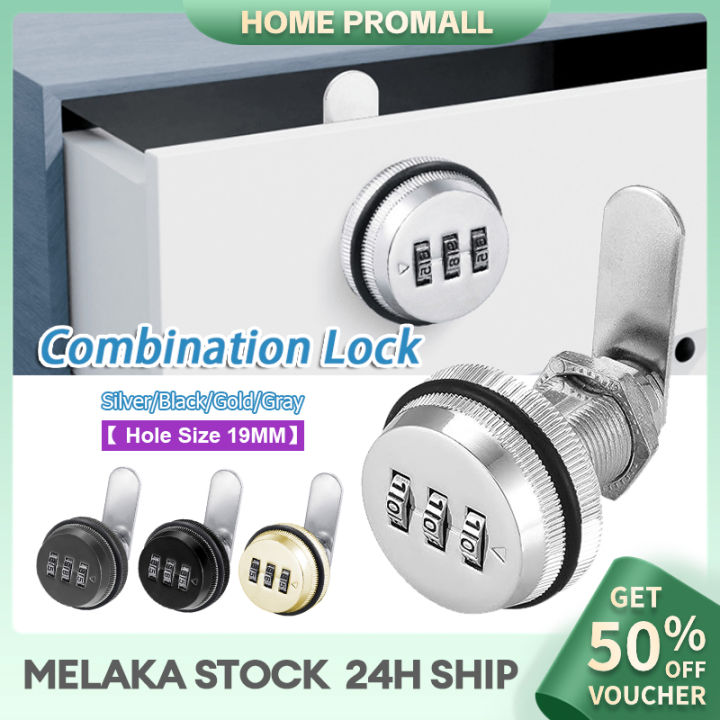 Combination Cam Lock 20mm 3 Digit Number Security Locks Cupboard Drawer ...