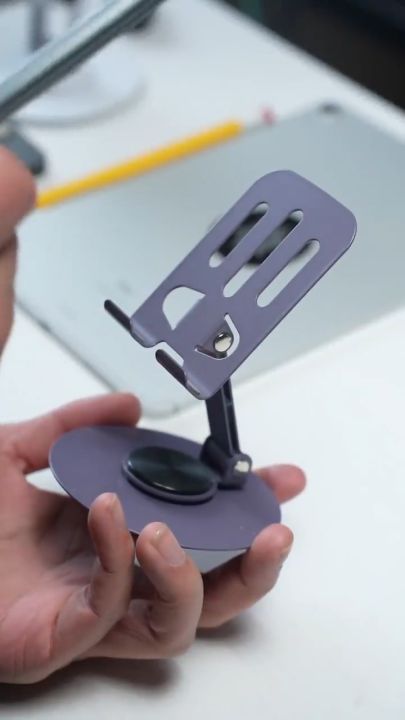 All Metal Phone Stand 360° Rotary Ratchet Sound Folding Desk Rotatable ...