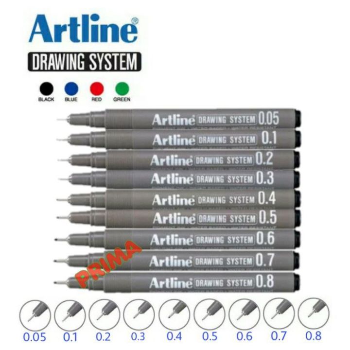 DRAWING PEN ARTLINE WARNA BIRU (TERSEDIA 0.05-0.8) | Lazada Indonesia