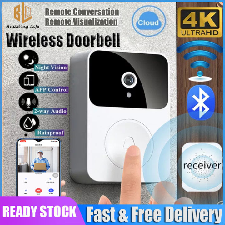 Smart Visual Wireless Doorbell with Camera Remote Home Monitoring Video ...