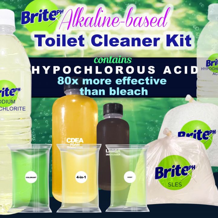 Toilet Bowl Cleaner Kit DIY (Alkaline-Based) with Hypochlorous Acid ...