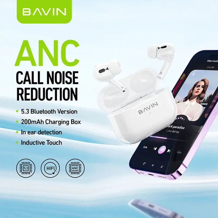 Cocapark BAVIN BA39 Bluetooth 5.3 Earphone Wireless TWS ANC Call Active ...