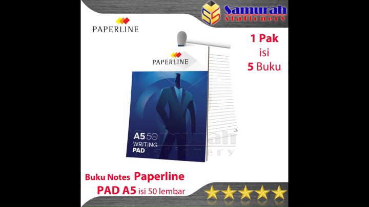 Block Note Garis Paperline A5 ( 1 Pack = 5 Buku ) / Buku Pad ukuran A5 ...