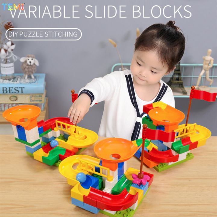 TEMI 80/172 PCS Building Bricks Block with Slide and Funnel For Kids ...