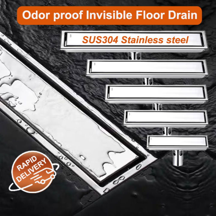 Floor Drain Stainless Steel 20-60CM Rectangle Long Floor Drain With ...